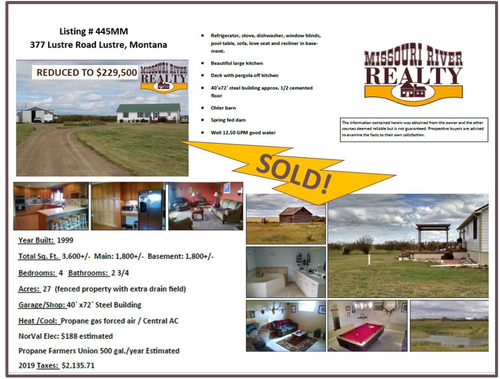 377 Lustre Road, Lustre, MT 59225 (Sold MyStateMLS Listing #10397726)
